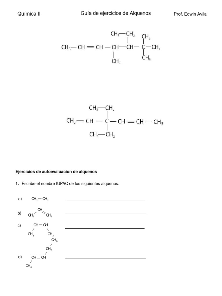 Guía de Alquenos | Descargar gratis PDF | Alqueno | Química Orgánica