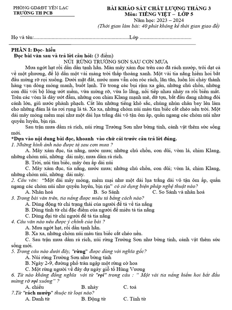 ĐỀ lop 5 KS11.3 | PDF