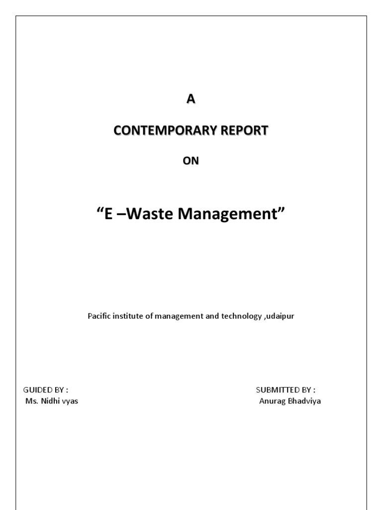 E-Waste Management Analysis Report | PDF | Electronic Waste | Incineration