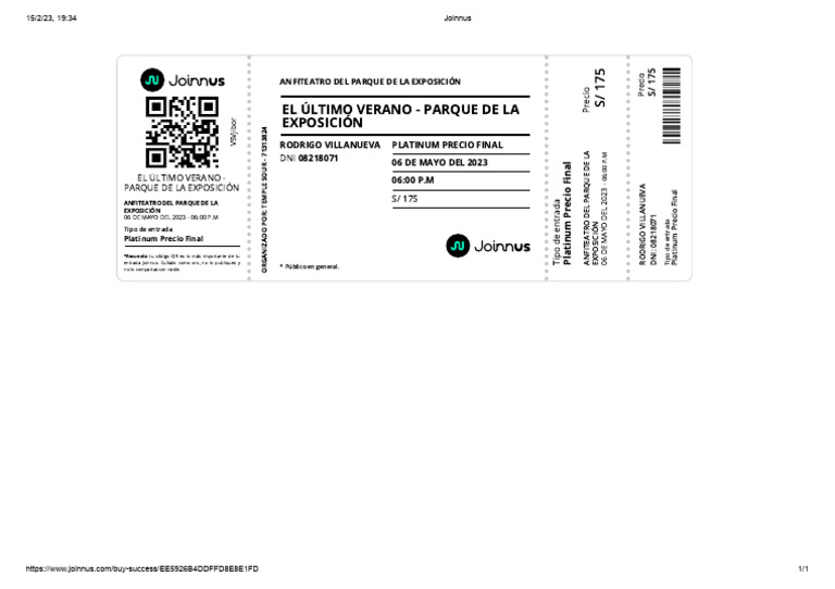 Ticket Temple Sour Anfieteatro | PDF