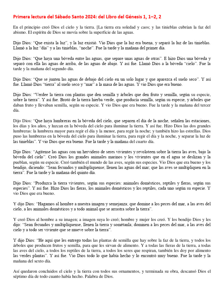 Lecturas Del Sábado Santo | PDF | Creencia religiosa y doctrina