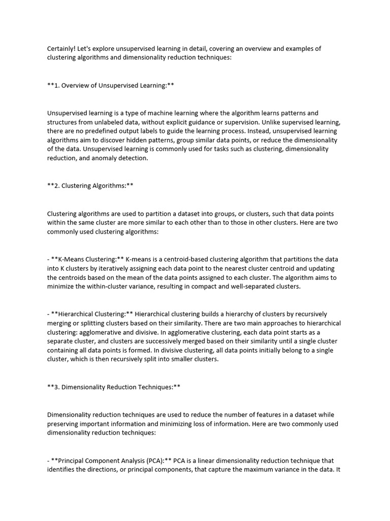 Overview of Unsupervised Learning | PDF | Cluster Analysis | Principal ...