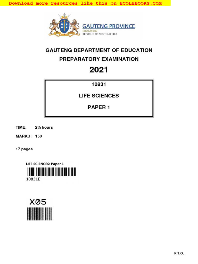 2021 Gauteng Life Sciences Exam | PDF | Menstrual Cycle | Fertilisation
