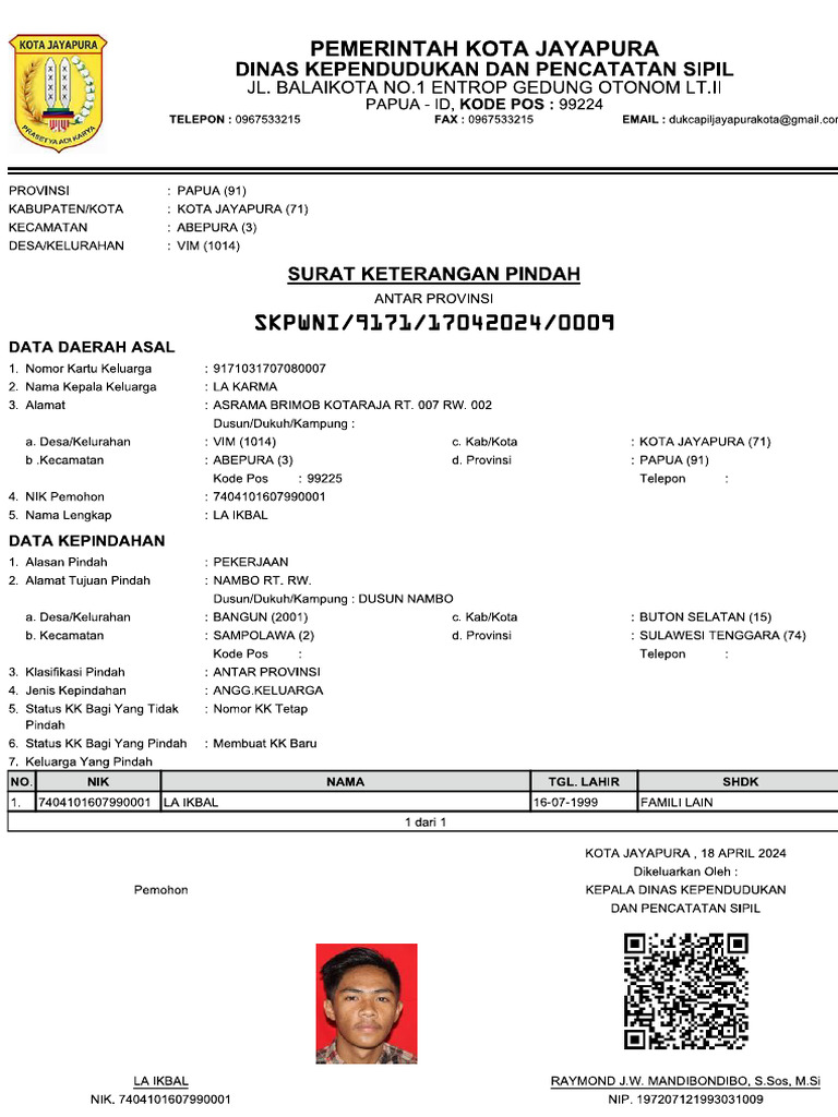 Surat Ket Pindah La Iki | PDF