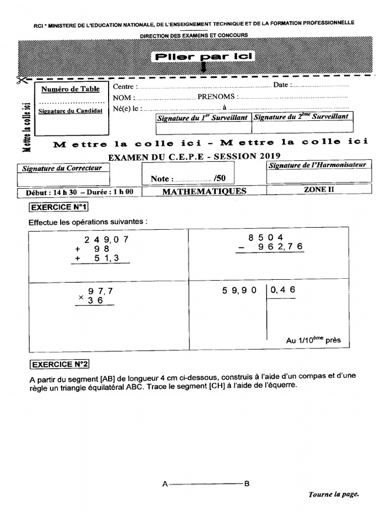Cepe Zone2 Math 2019 | PDF