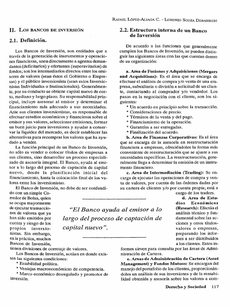 Bancos de Inversión: Funciones y Estructura | PDF | Banca de inversión ...