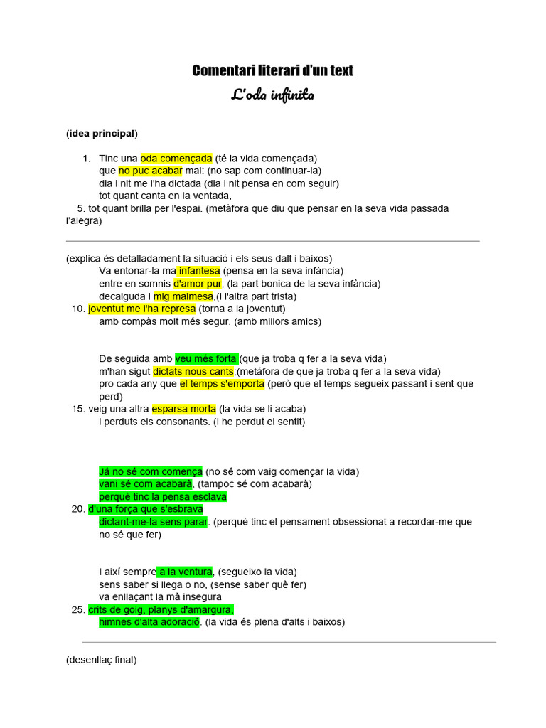 Comentari Literari D'un Text | PDF