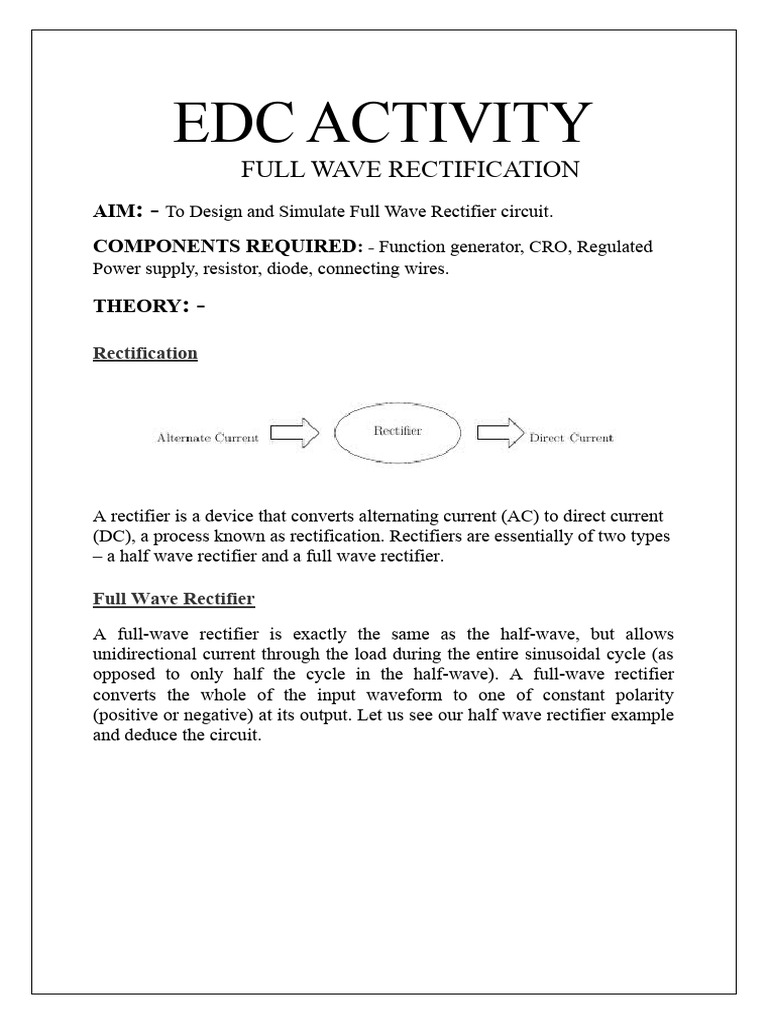 EDC Full Wave Rectifier | PDF | Rectifier | Manufactured Goods