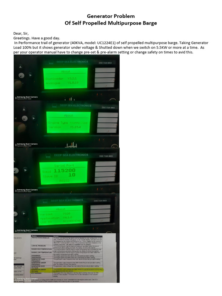 Barge Generator Voltage Issue | PDF