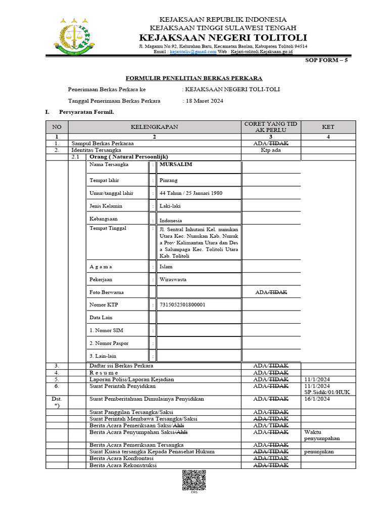Contoh Checklist | PDF