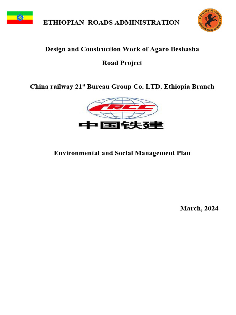 Esmp Agaro - Beshasha | PDF | Environmental Impact Assessment | Road ...
