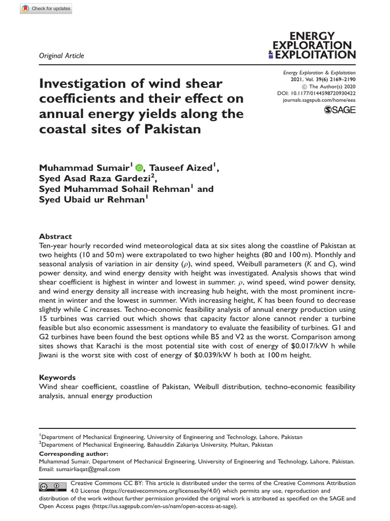 Sumair Et Al 2020 Investigation of Wind Shear Coefficients and Their ...