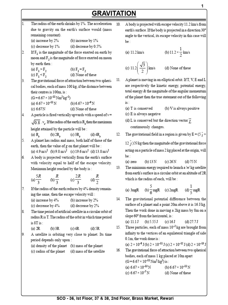 Gravitation | PDF | Orbit | Velocity