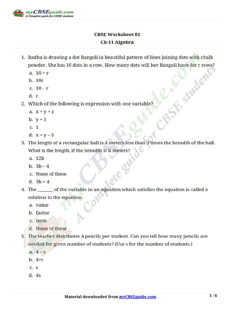 6 Math Ws ch11 1 | PDF
