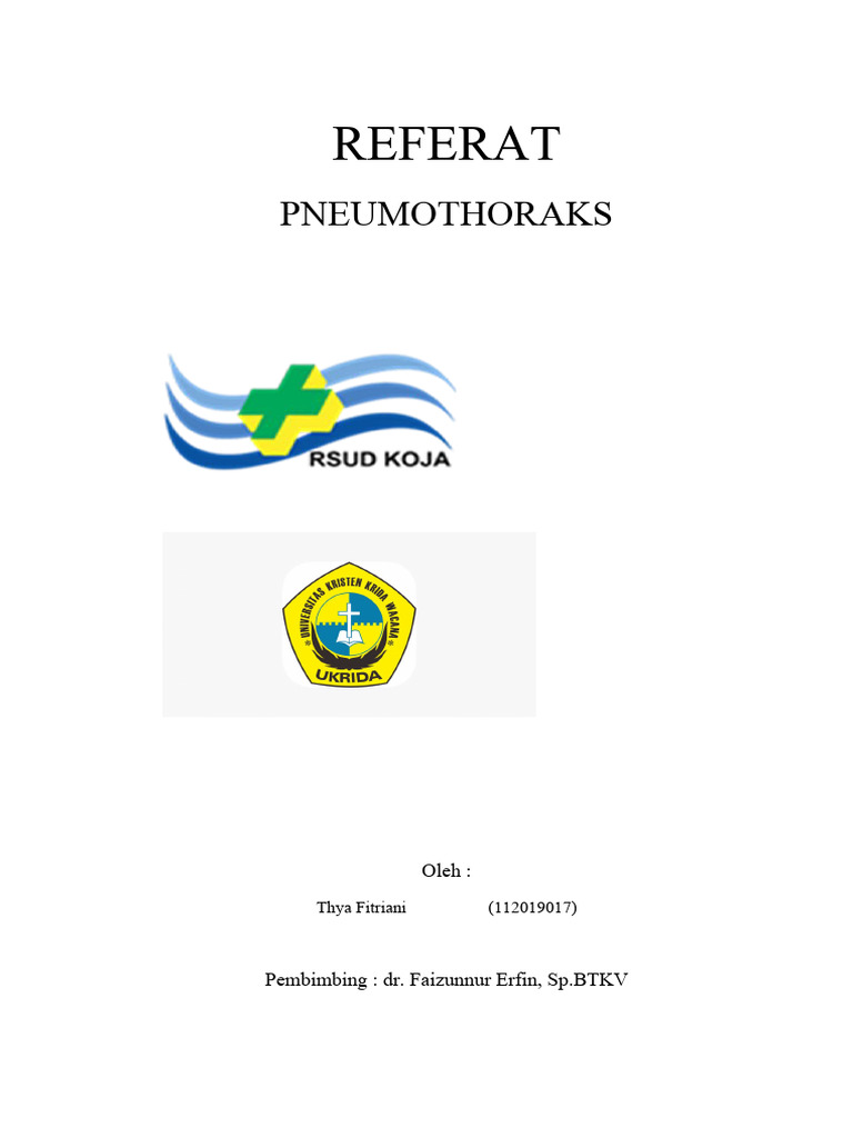 Referat Pneumothorax Thya | PDF
