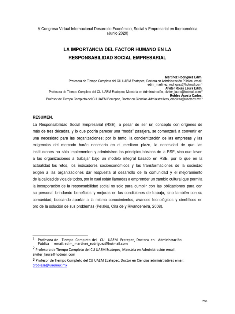 Importancia Factor Humano-Responsabilidad Social Empresarial | PDF | Responsabilidad social ...