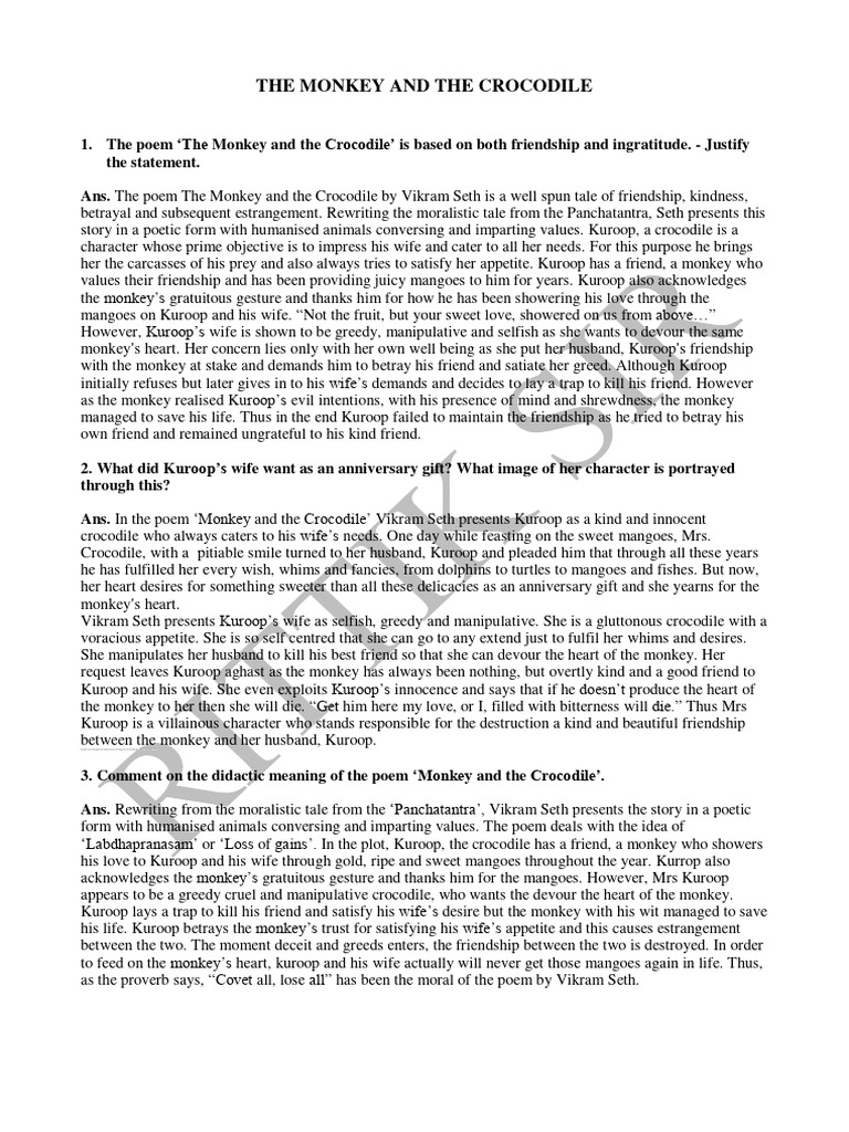 Monkey and The Crocodile | PDF