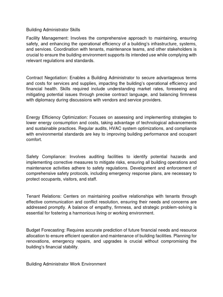 Building Administrator Skills and Era | PDF | Regulatory Compliance | Audit