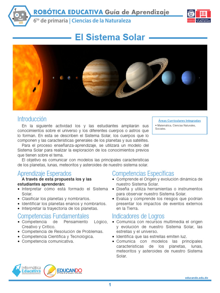 Sistema Solar Guia | PDF | Satélite natural | Aprendizaje