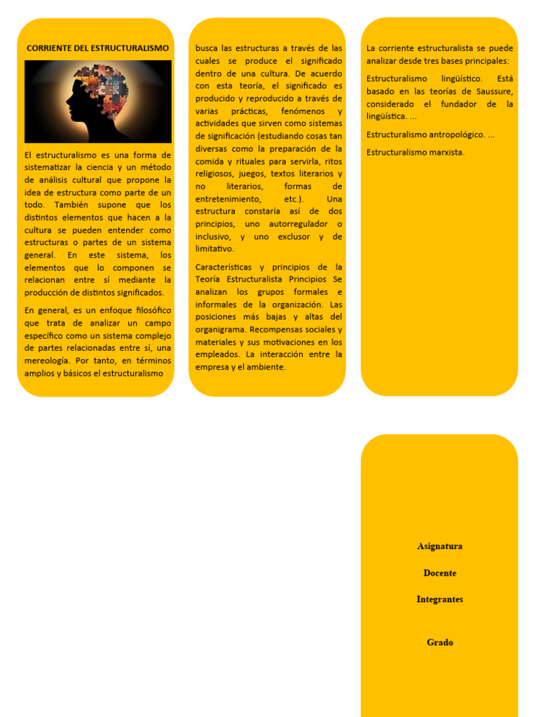 Trifolio CORRIENTE DEL ESTRUCTURALISMO | PDF | Science | Educación en ...