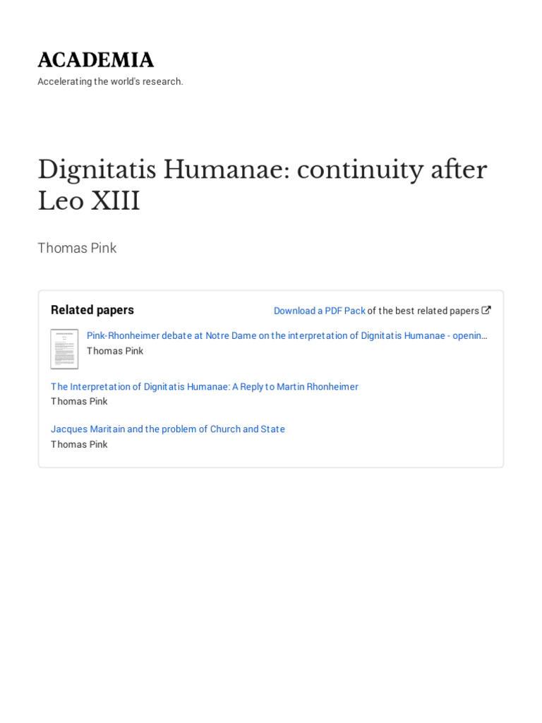 Dignitatis Humanae - Continuity After Leo XIII | PDF | Catholic Church ...