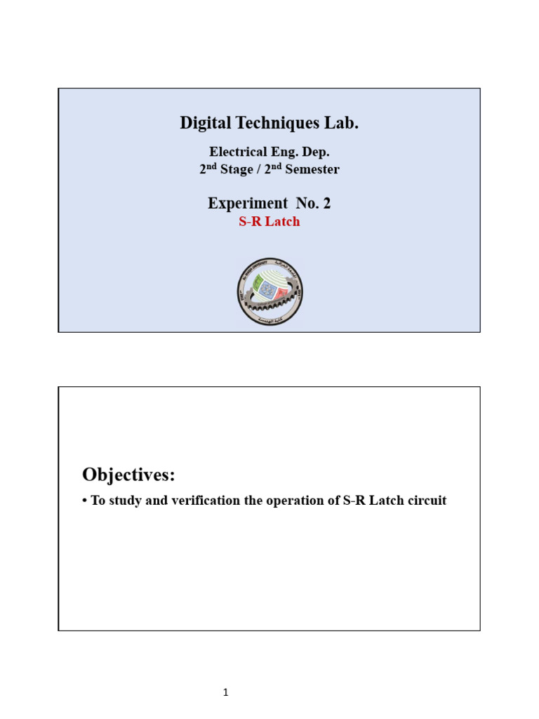 S-R Latch Circuit Experiment Guide | PDF