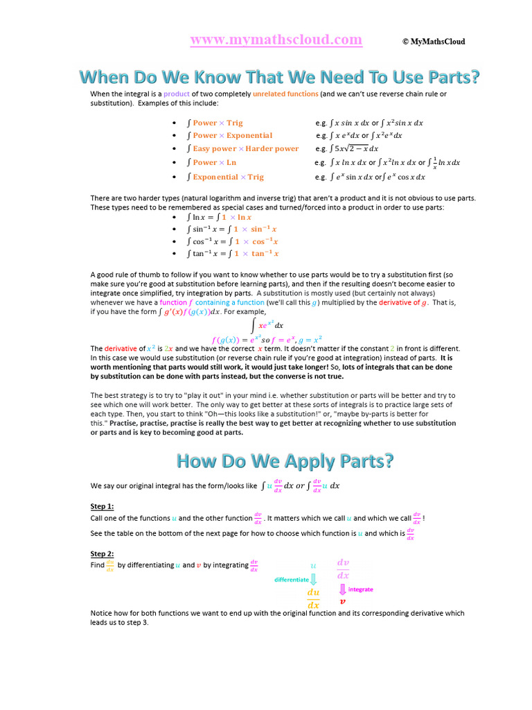 Integration By Parts | PDF | Function (Mathematics) | Mathematical Concepts