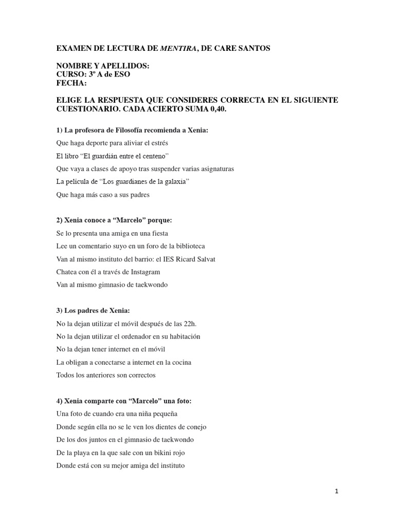 Test Mentira | PDF
