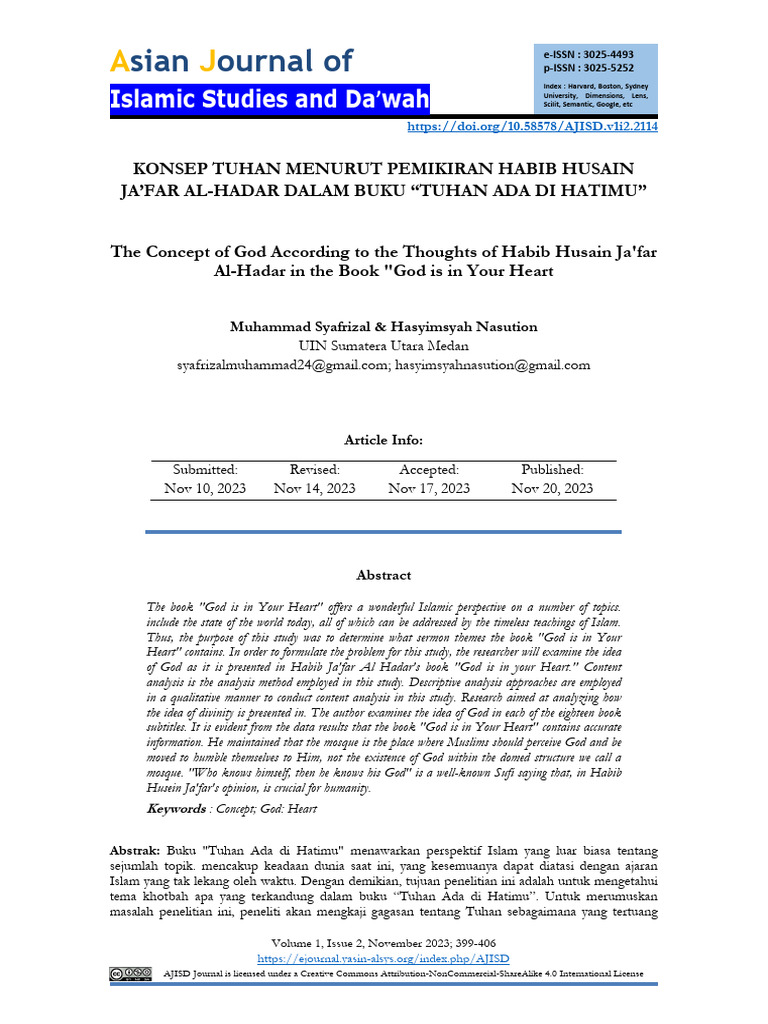Konsep Tuhan Menurut Pemikiran Habib Husain Jafar | PDF