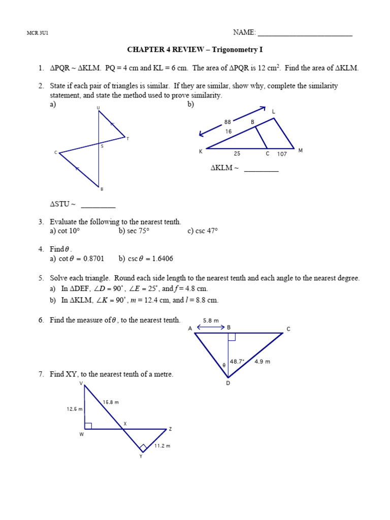 CHPT 4 Review - Trig I | Download Free PDF | Speed | Elementary Geometry