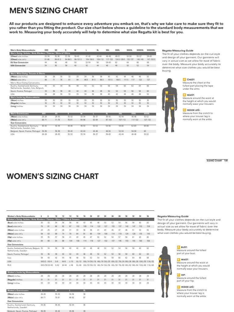 Eng Regatta Size AllClothesSS19 | PDF | Clothing