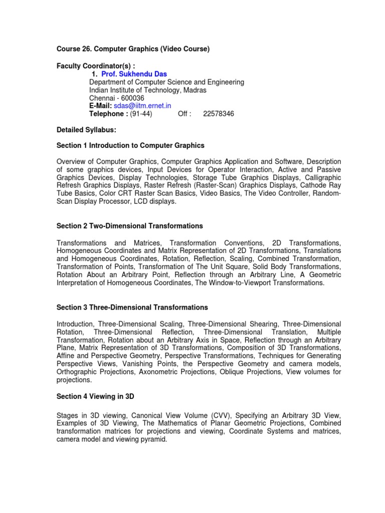 Computer Graphics (Video) | PDF | 2 D Computer Graphics | Computer Graphics