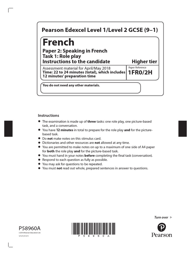 GCSE French Speaking Exam Instructions | PDF | Schools | Educational ...
