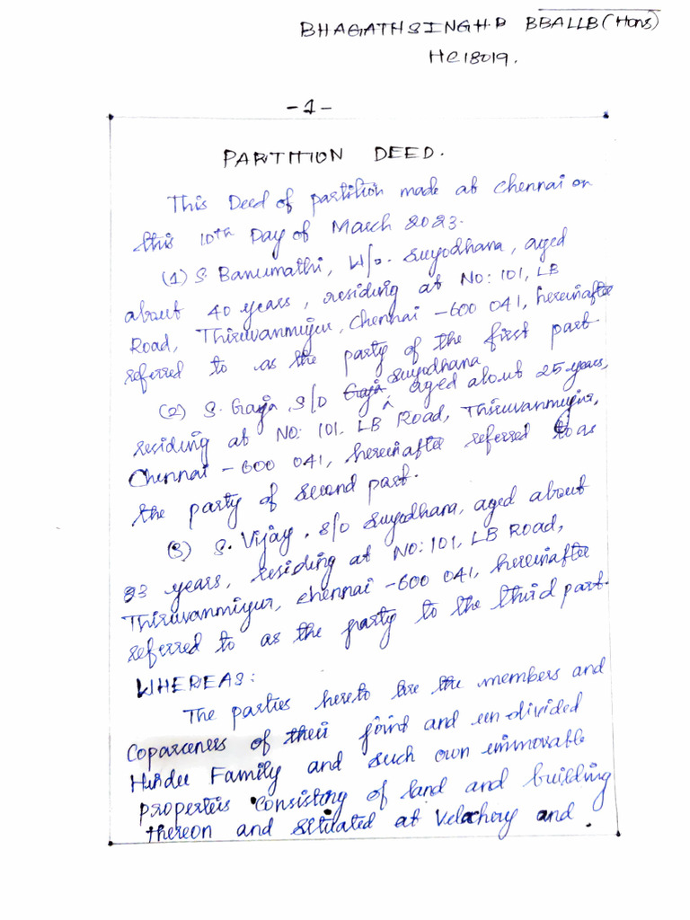 Partition Deed | PDF