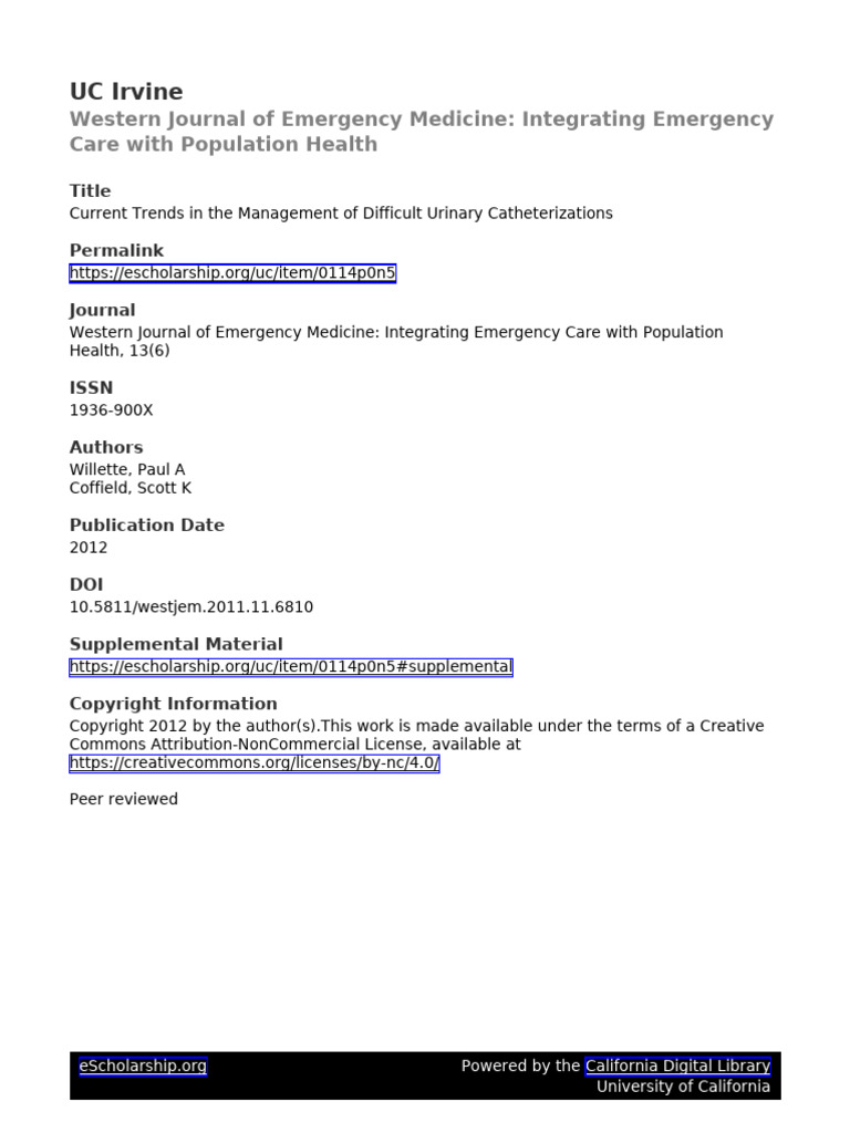 Uro Catheter Journal | Download Free PDF | Catheter | Urology