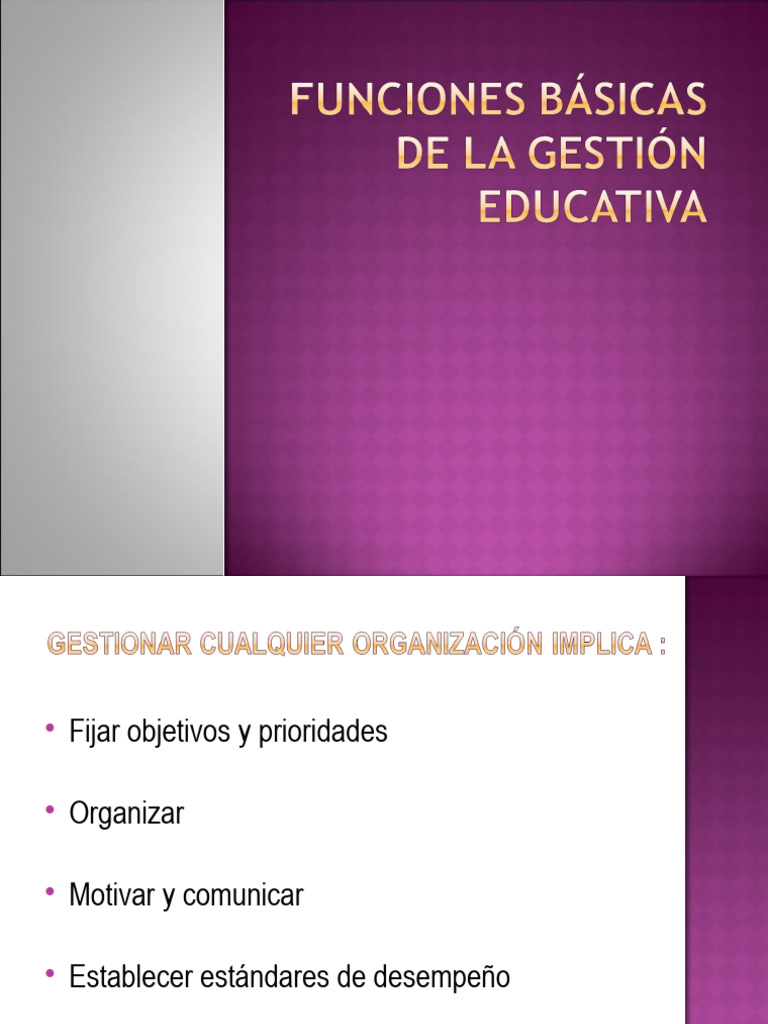 2017 - 1 - Funciones Básicas de La Gestión Educativa | PDF | Aprendizaje