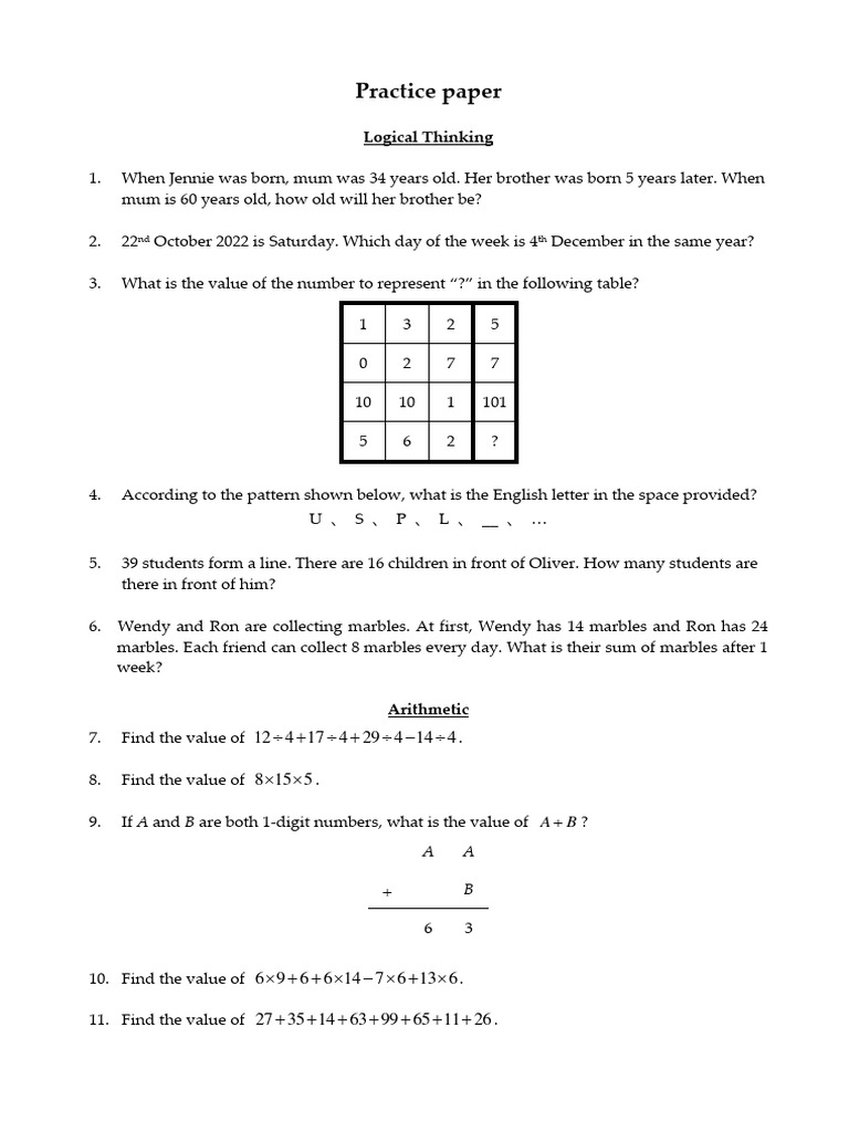 Đề luyện tập TIMO Khối 2 | PDF | Mathematics | Mathematical Concepts