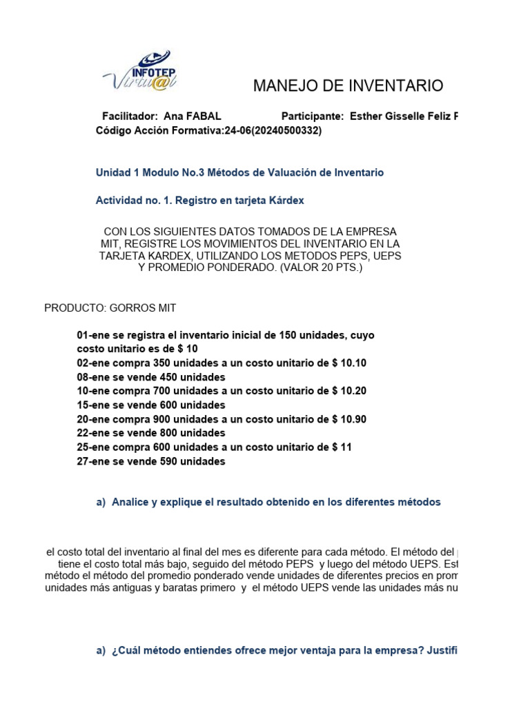 Plantilla Kardex Modulo 3 Unidad 1 | PDF