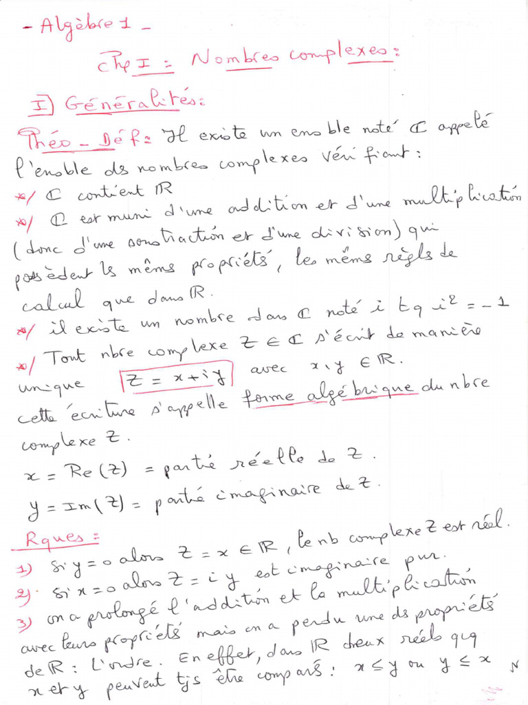 Chp1 Nombres Complexes | PDF