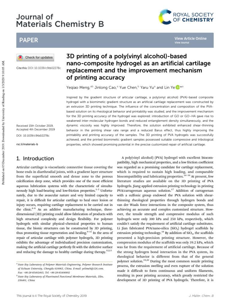 Materials Chemistry B: Journal of | PDF | Applied And Interdisciplinary Physics | Materials Science