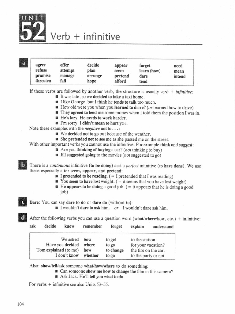 Verb + Infinitive | PDF