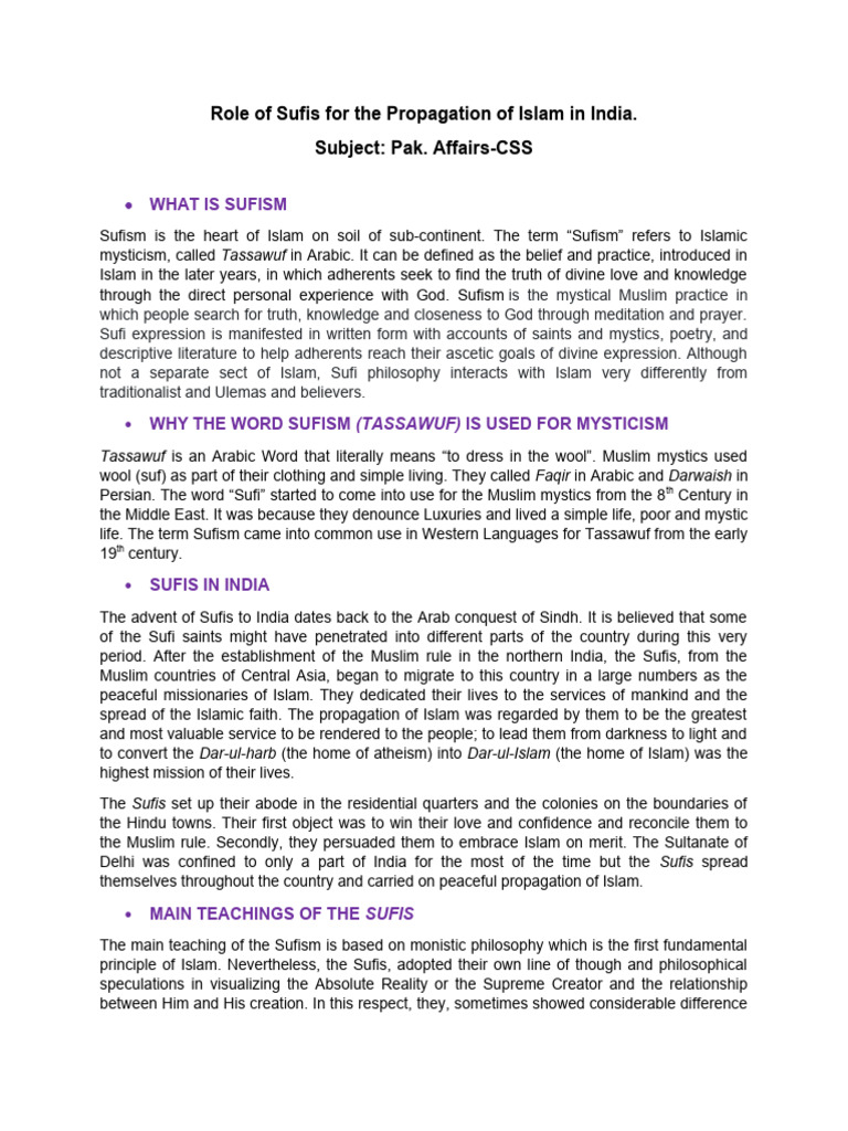 Sufis and the Spread of Islam in India | PDF | Sufism | God