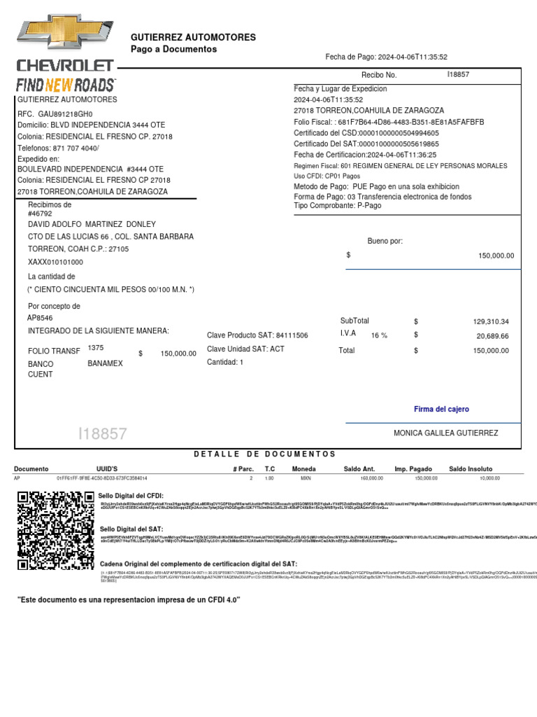 Pago A Documentos Gutierrez Automotores: Regimen Fiscal: 601 Regimen ...