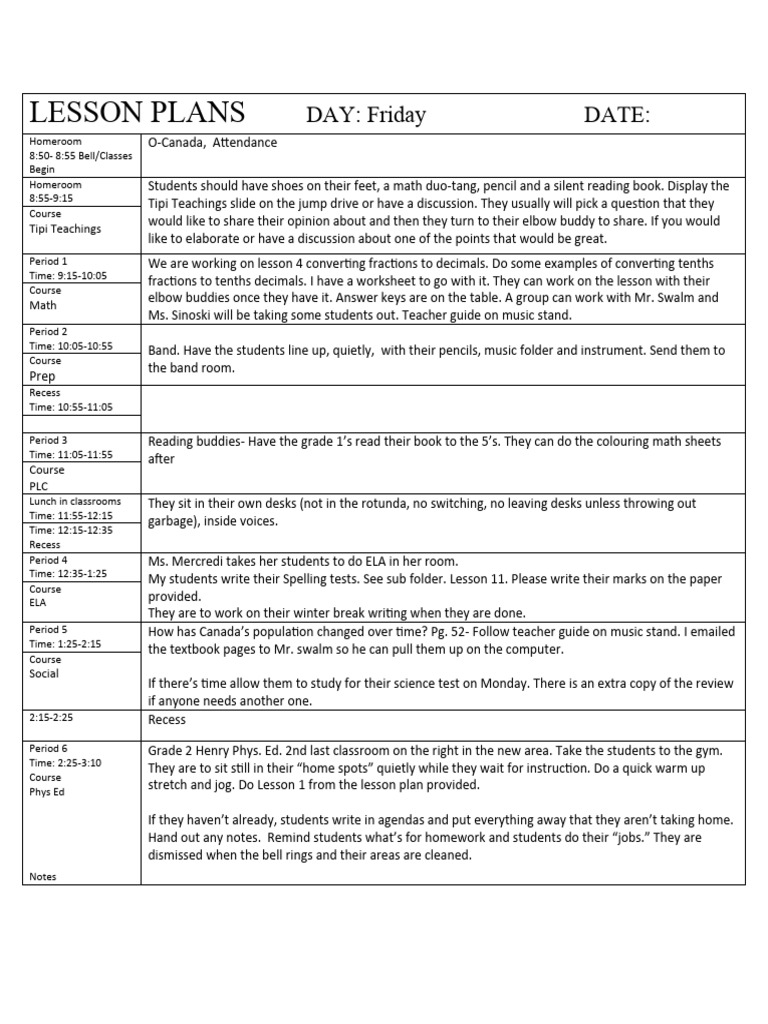6 Period Day Planner 2 Friday | PDF | Learning
