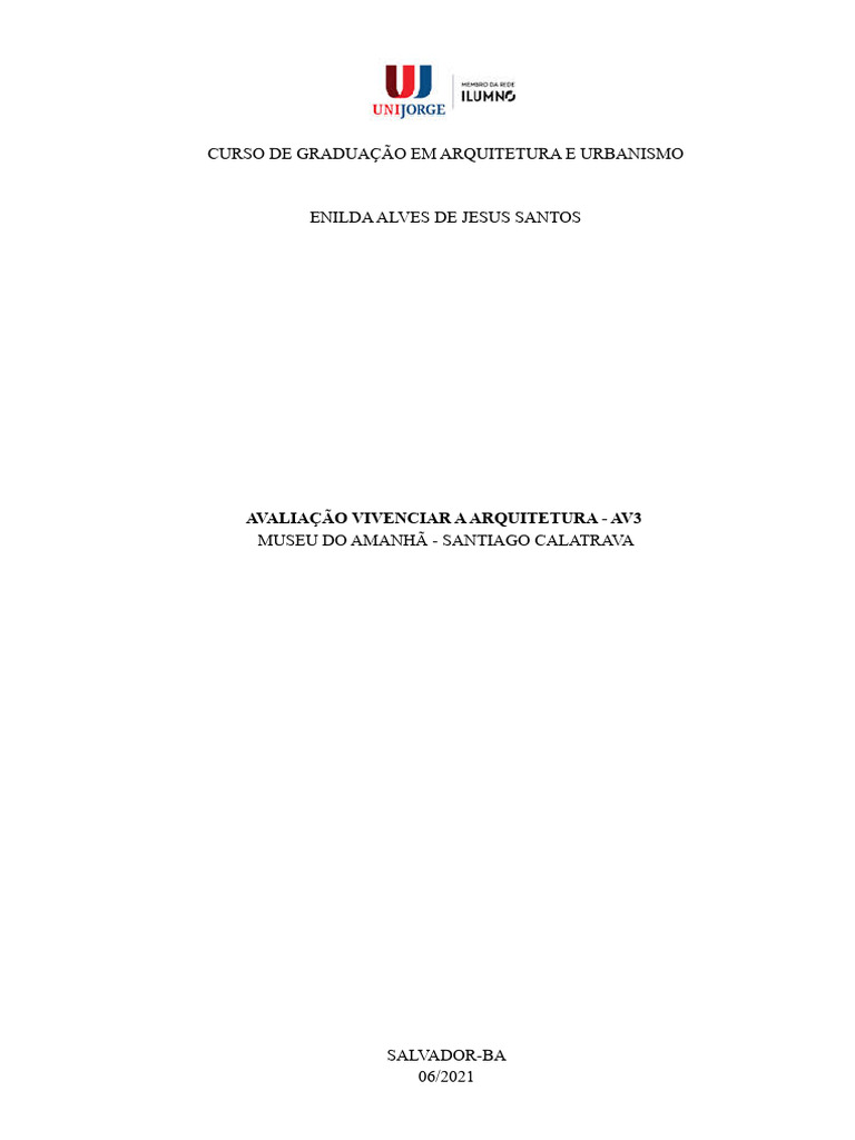 AV3 Vivenciar A Arquitetura | Download grátis PDF | Museu