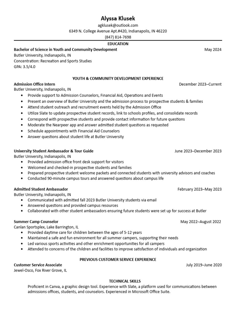Youth & Community Development Resume | PDF | Career & Growth
