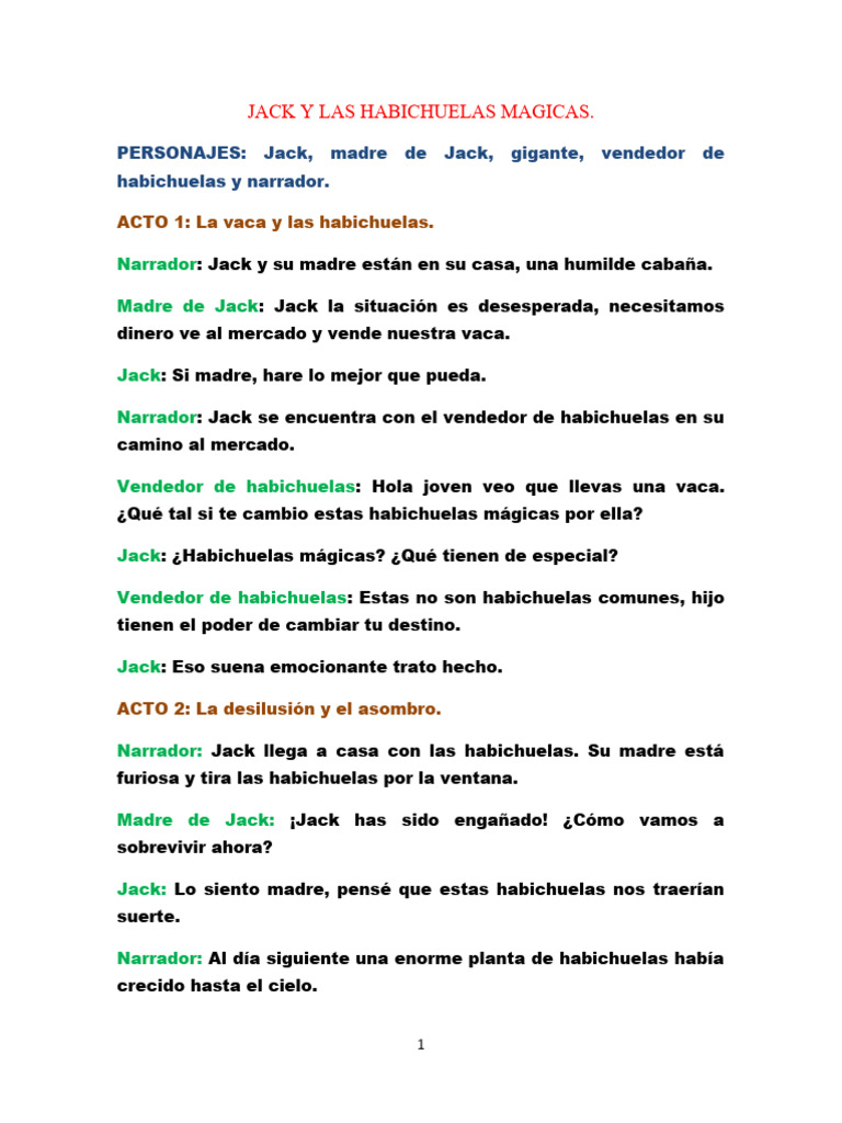 Jack y Las Habichuelas Magicas | PDF