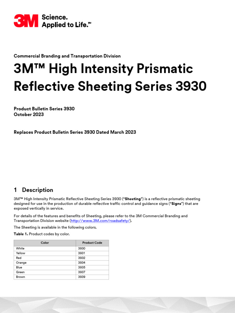 3M HIP Reflected Sticker - PB-3930 - Data Sheet | PDF | Printer ...