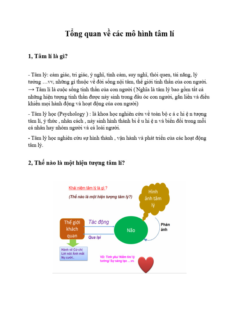BTCN 1-Tổng quan về các mô hình tâm lí - Cao Tiến Đạt 20221168 | PDF