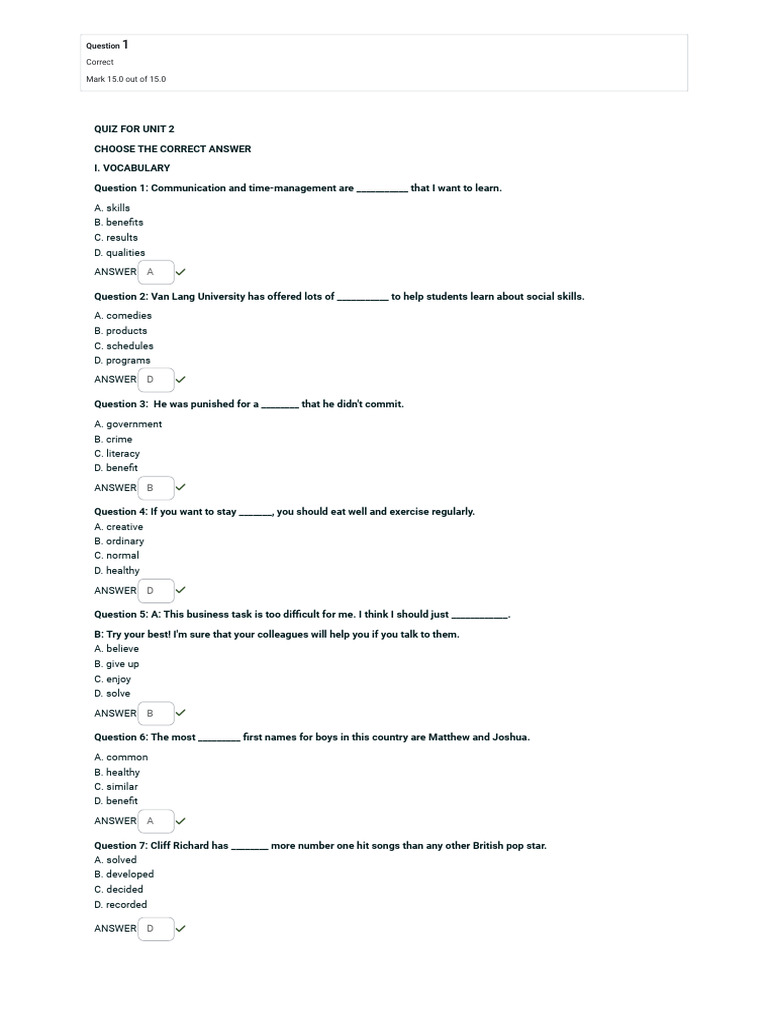 U2. UNIT QUIZ - Attempt Review | PDF